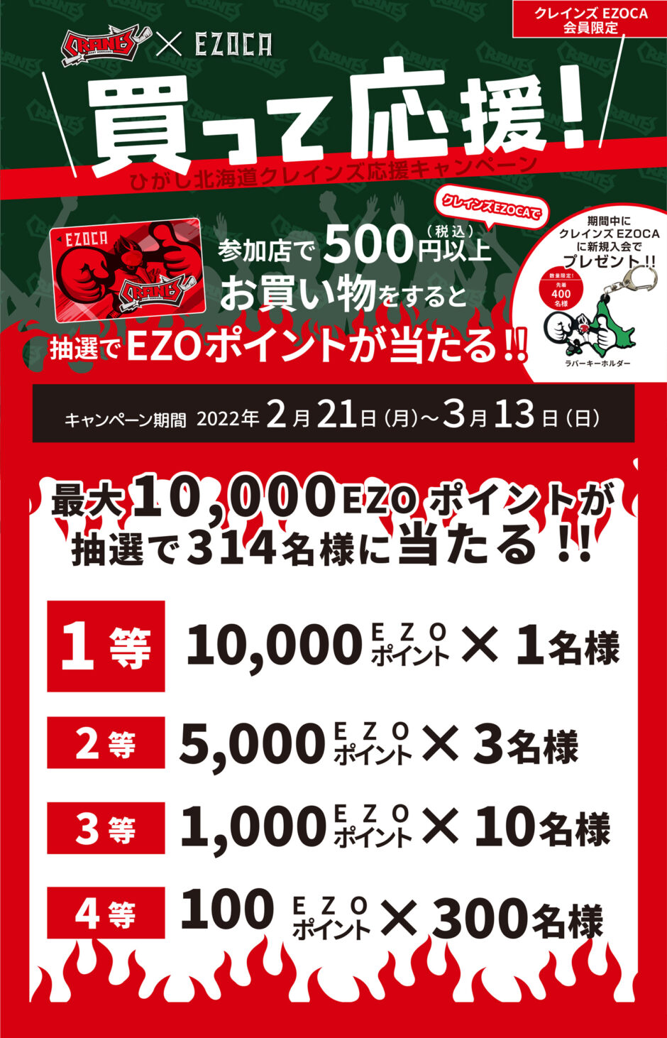 買って応援！ ひがし北海道クレインズ応援キャンペーン｜お知らせ｜EZOCA エゾカ